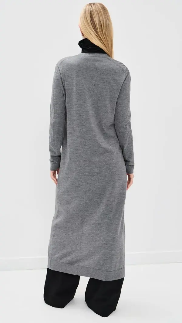 Theory - theory　ロング丈カーディガン Theory Long Wool Cardigan In Light Heather Grey - 60% Off